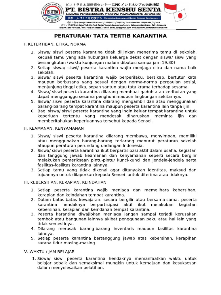 PERATURAN KARANTINA | PDF