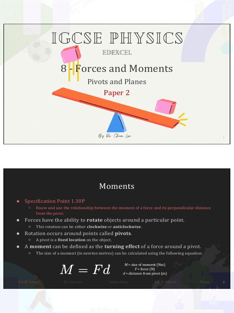 IGCSE Physics Lecture 8 Forces and Moments (GC) | PDF