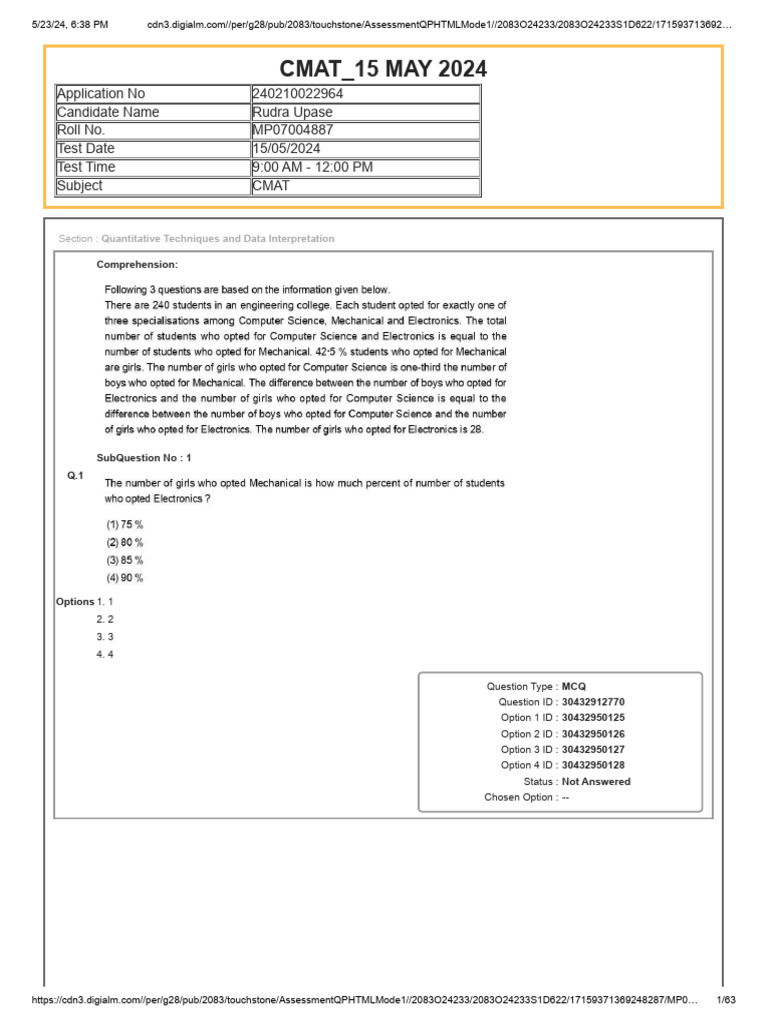 Cmat 2024 Que Paper | PDF