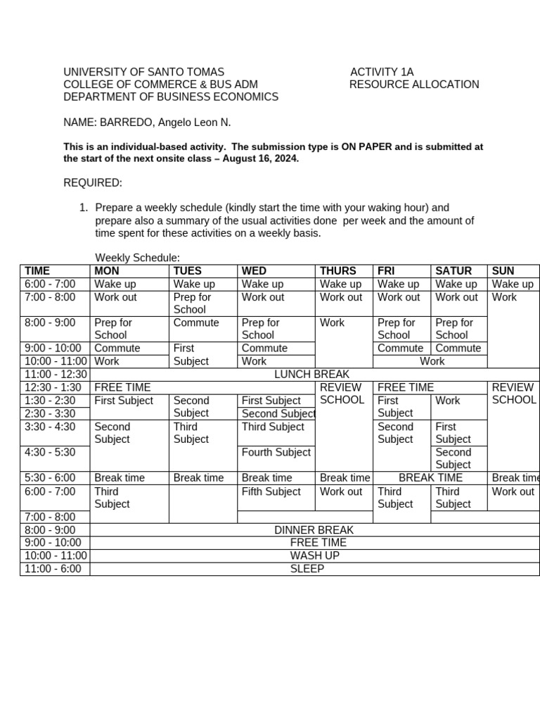 Activity 1a - Resource Allocation | PDF