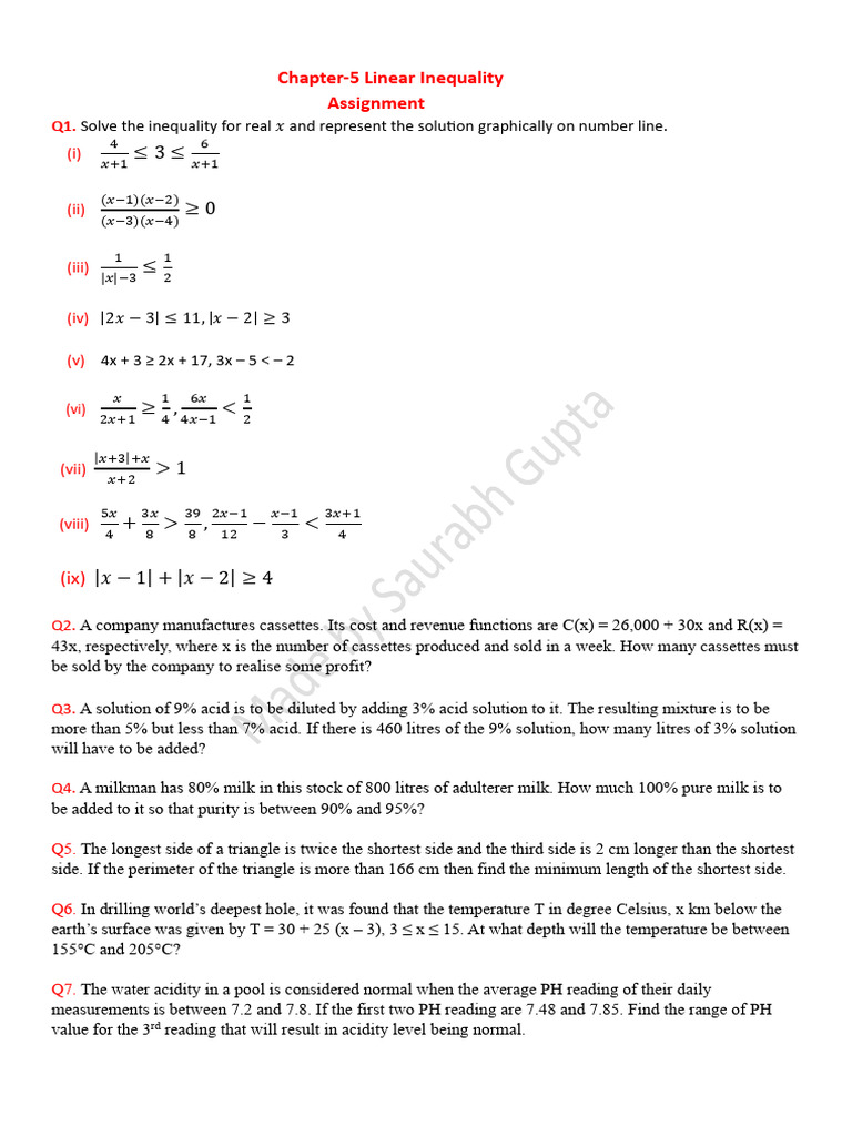 Assignment ch-5 Linear Inequality Updated | PDF