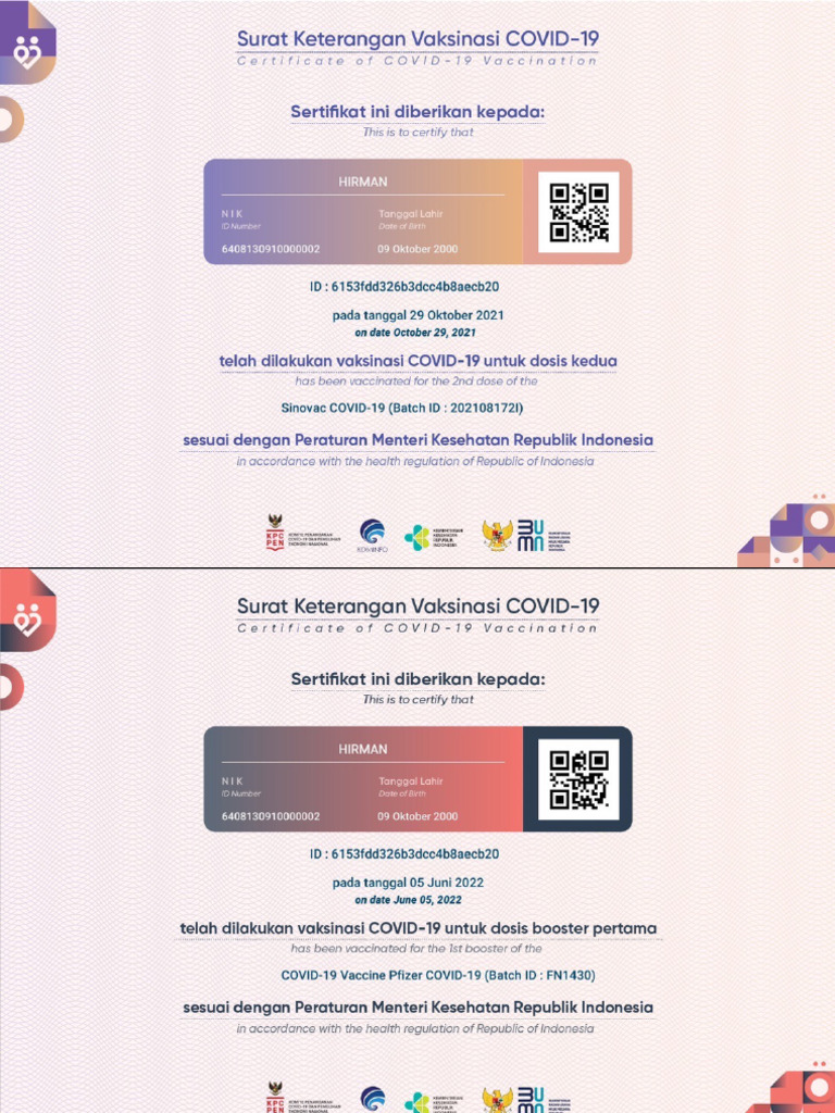 Sertifikat Vaksin | PDF