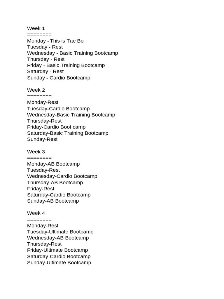 Bootcamp Workout | PDF