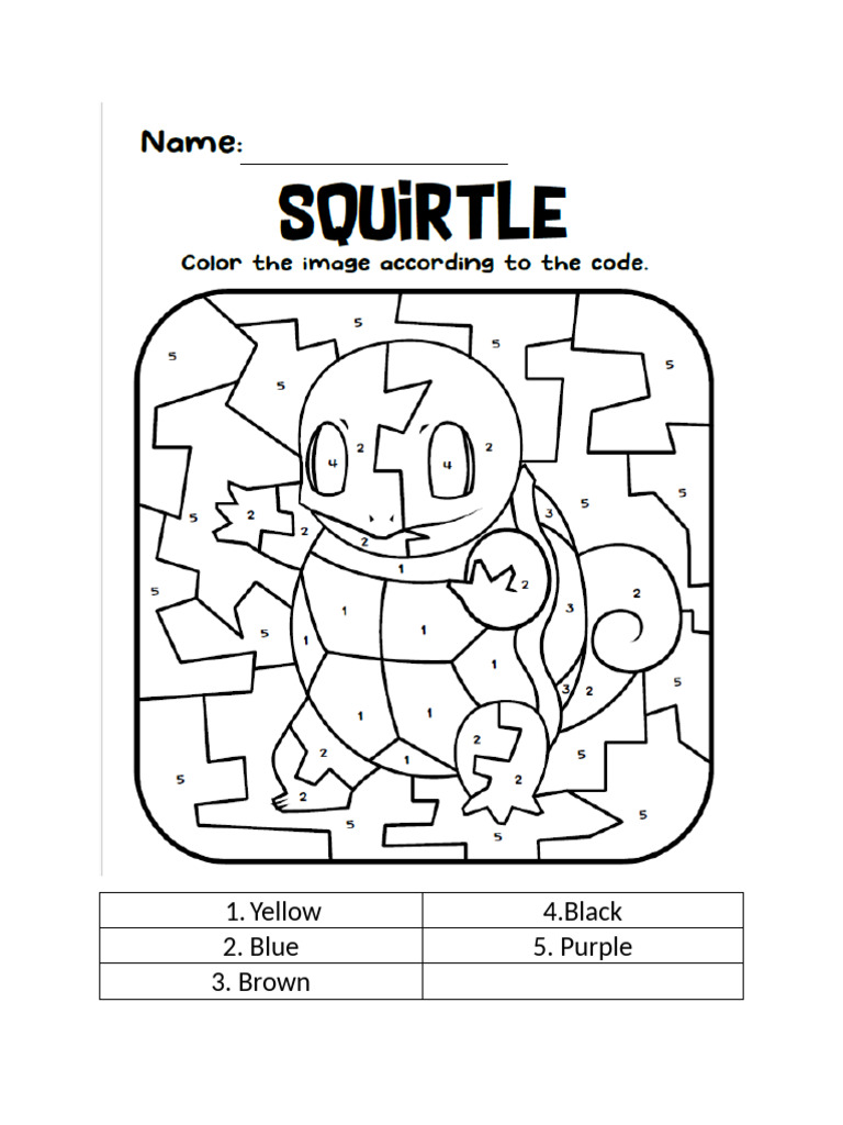 Squirtle Color by Number | PDF