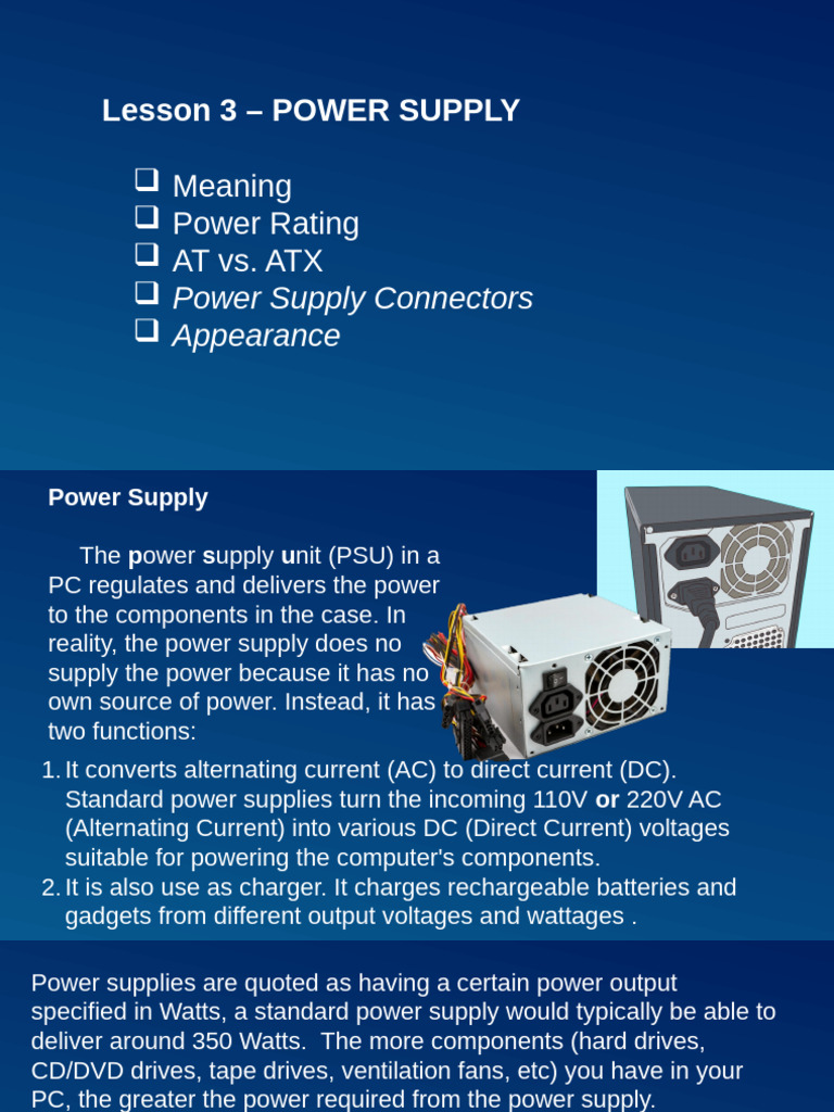 Lesson 3 PC Power Supply | PDF