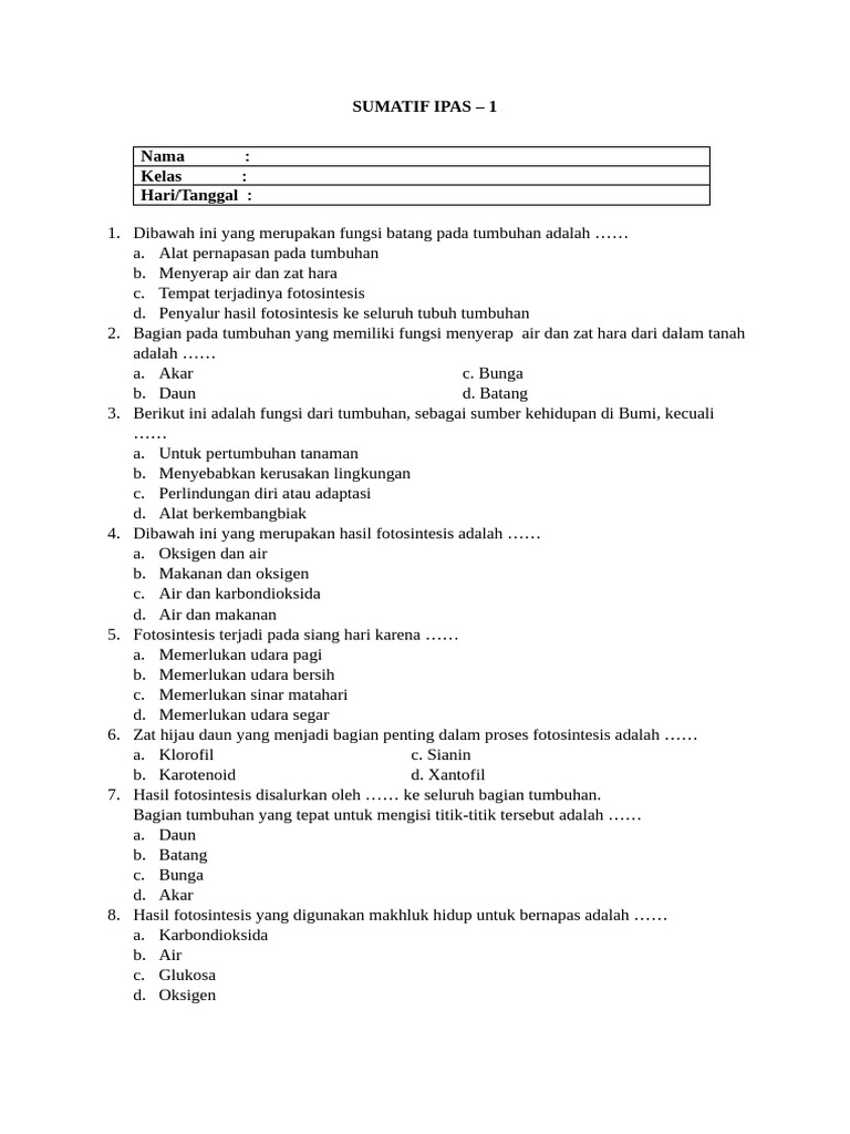 Sumatif Ipas-1 | PDF