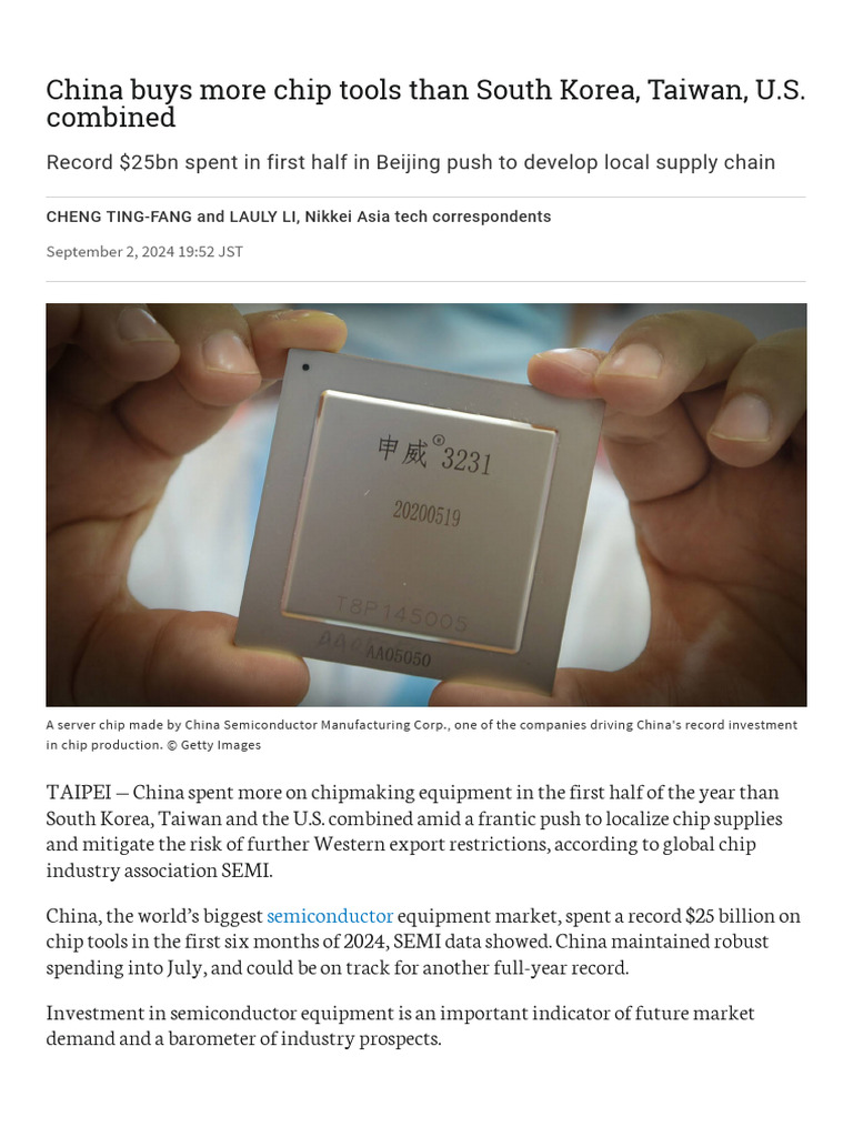 China Buys More Chip Tools Than South Korea, Taiwan, U.S. Combined | PDF