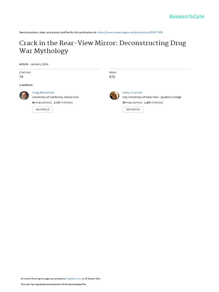 Crack in The Rear-View Mirror Deconstructing Drug | PDF
