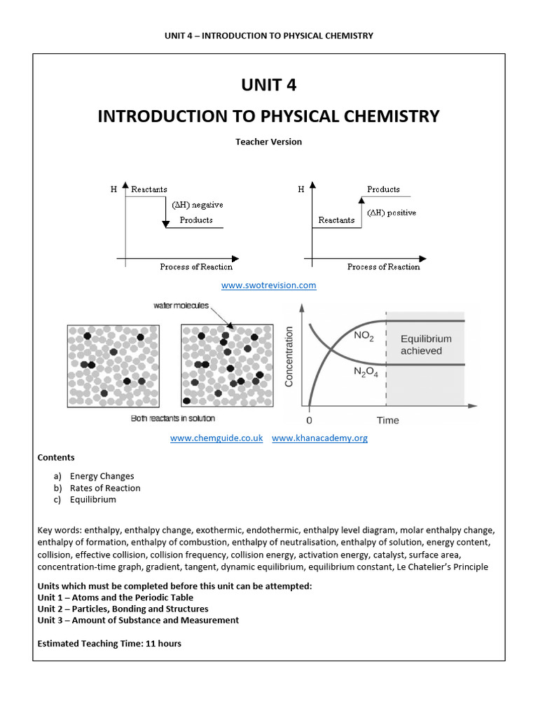 Unit 4 - Introduction To Physical Chemistry Teacher Version | PDF ...