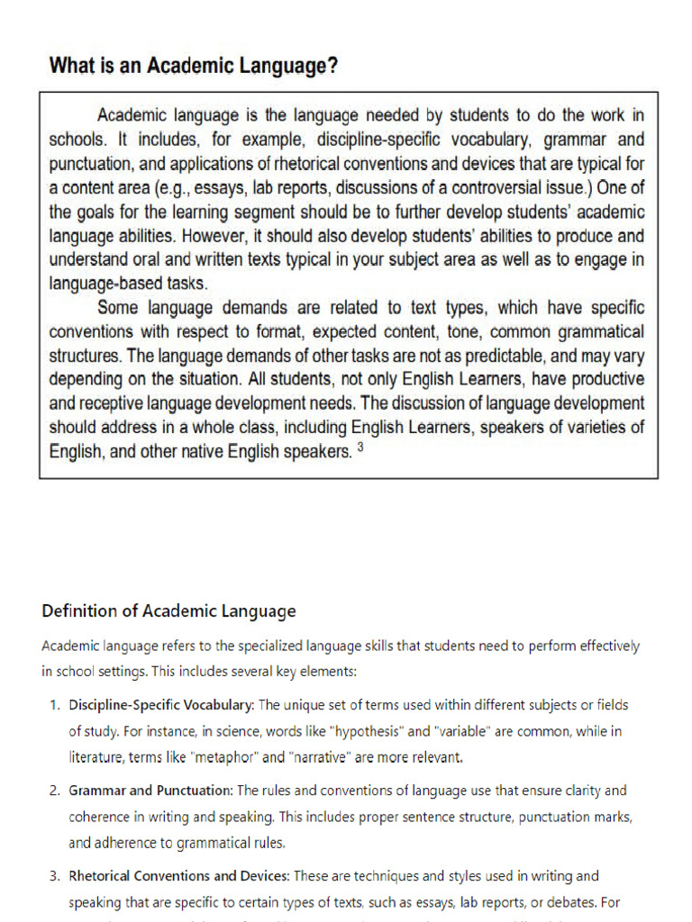 Academic Language | PDF