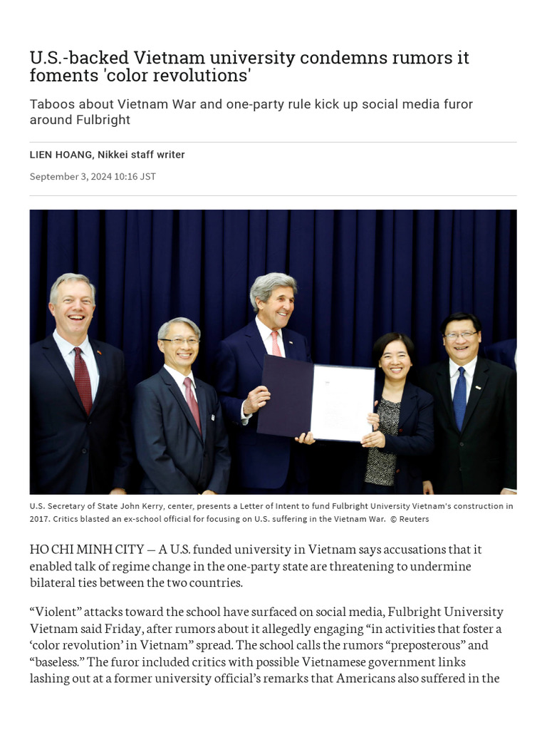 U.S.-backed Vietnam University Condemns Rumors It Foments 'Color ...