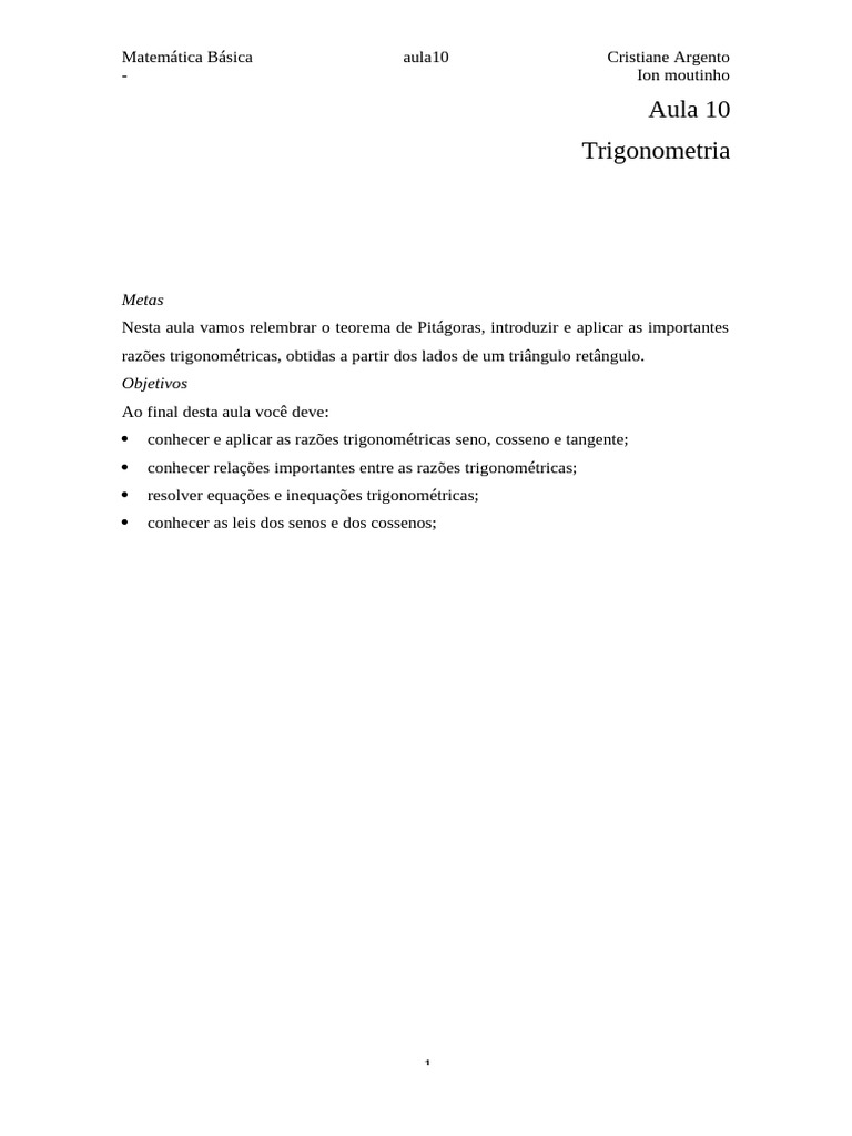 Aula-10 Trigonometria Parte1 2010 2 | PDF