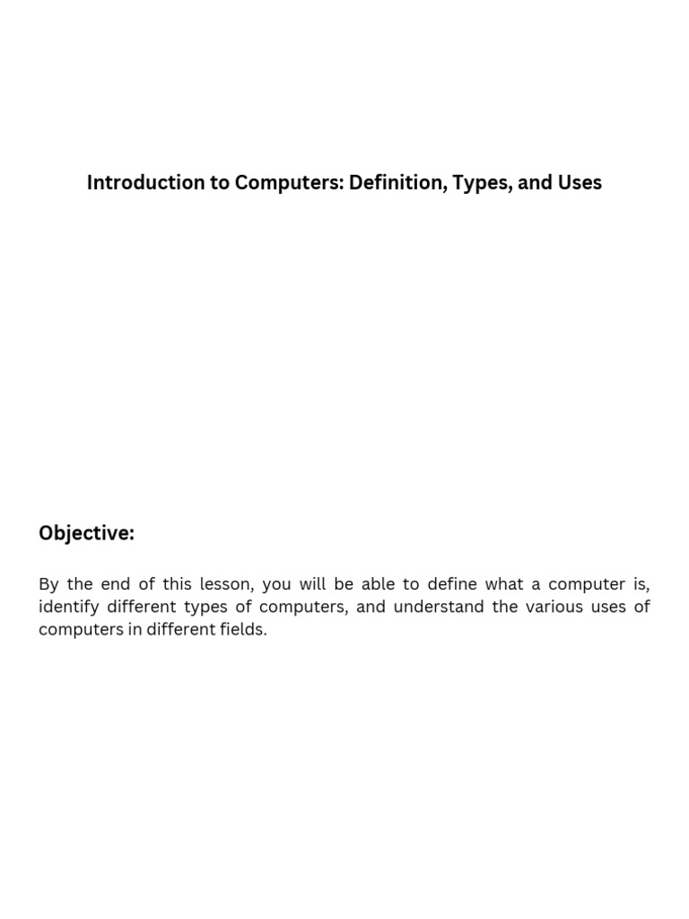 Introduction-to-Computers-Definition-Types-and-Uses-1 | PDF