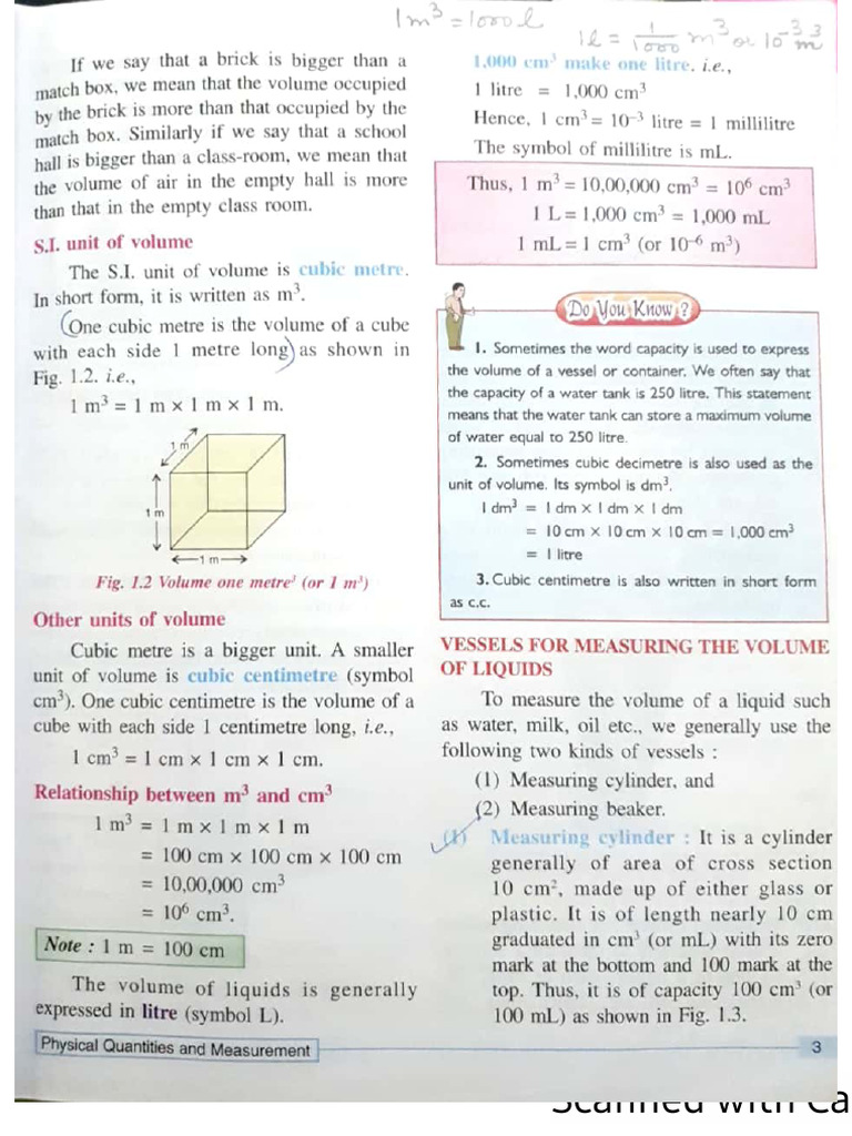 Volume and Summary of Area, Volume, Density, Speed | PDF