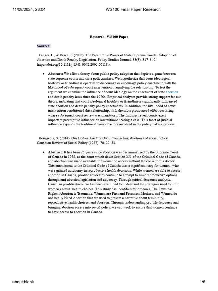 WS100 Final Paper Research | PDF | Woman | Gender Studies