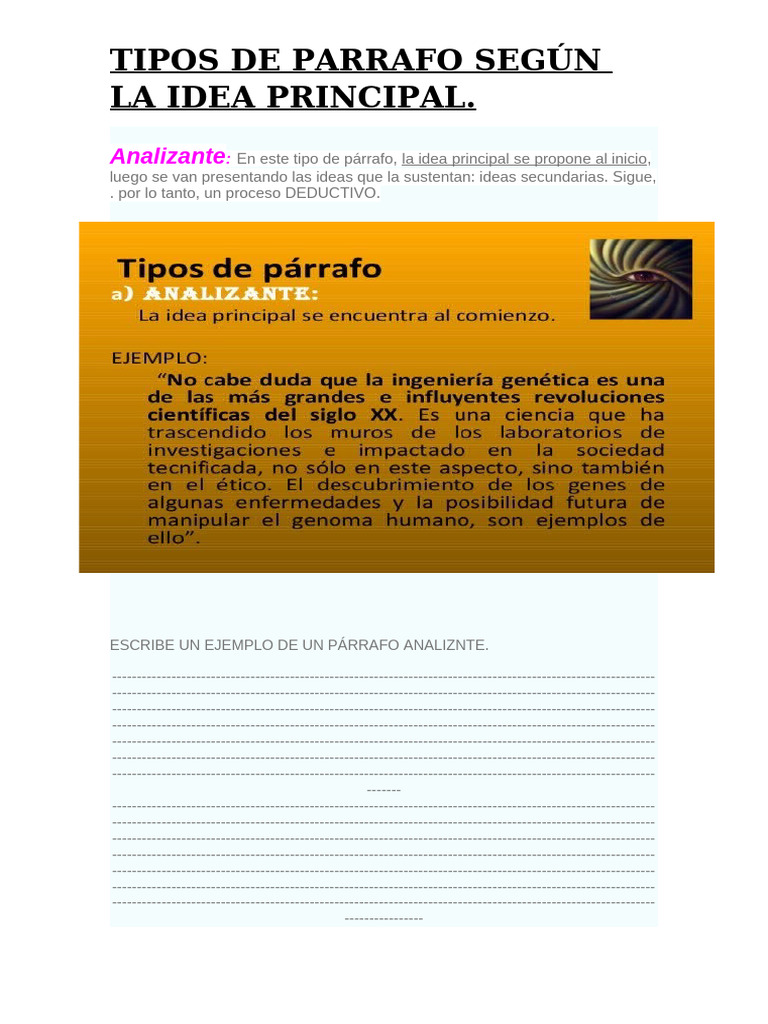 Tipos de Parrafo Según La Idea Principal | PDF
