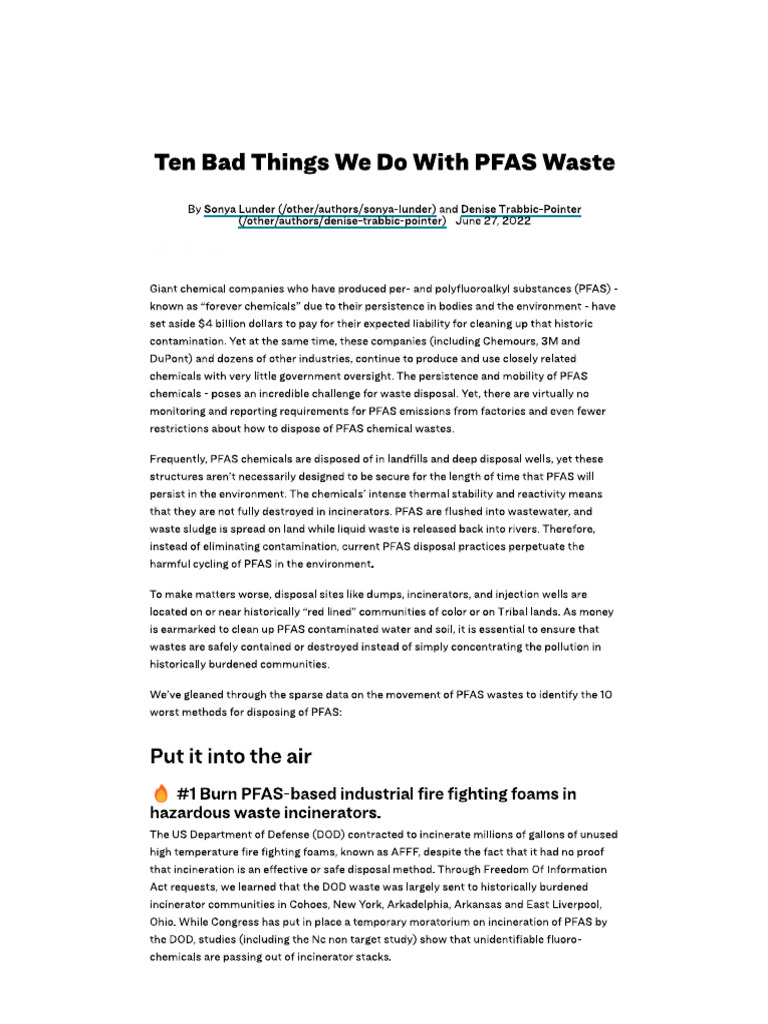 Pfas Disposal | PDF