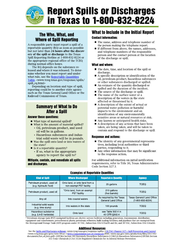 Tceq Spill Flyer | PDF