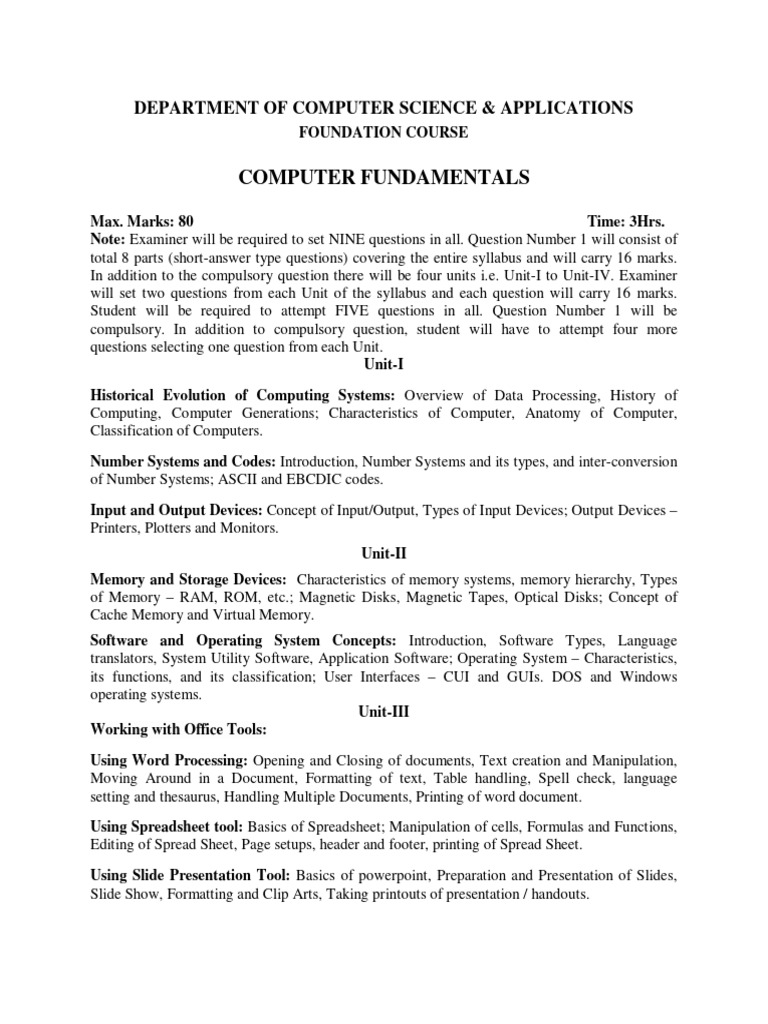Foundation Electives of Computer Science | PDF Foundation Electives of Computer Science | PDF