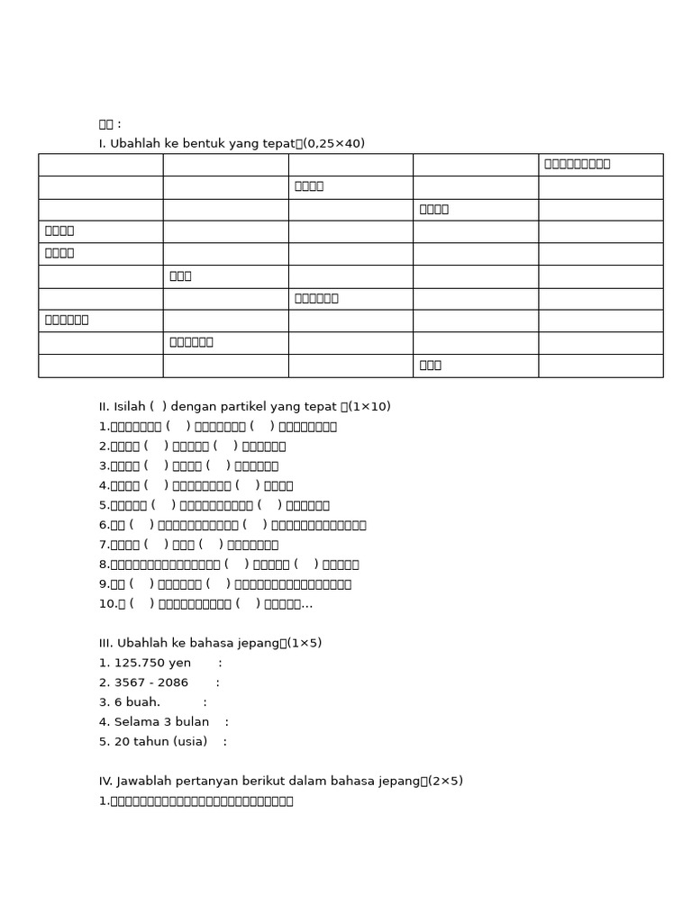 Kimatsu Shiken Mondai Periode NOV | PDF