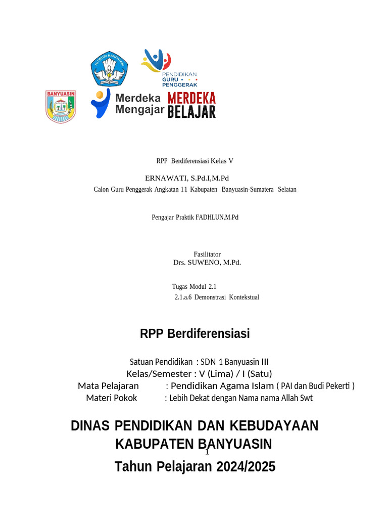 Modul Ajar Berdifferenisasi Ernawati | PDF