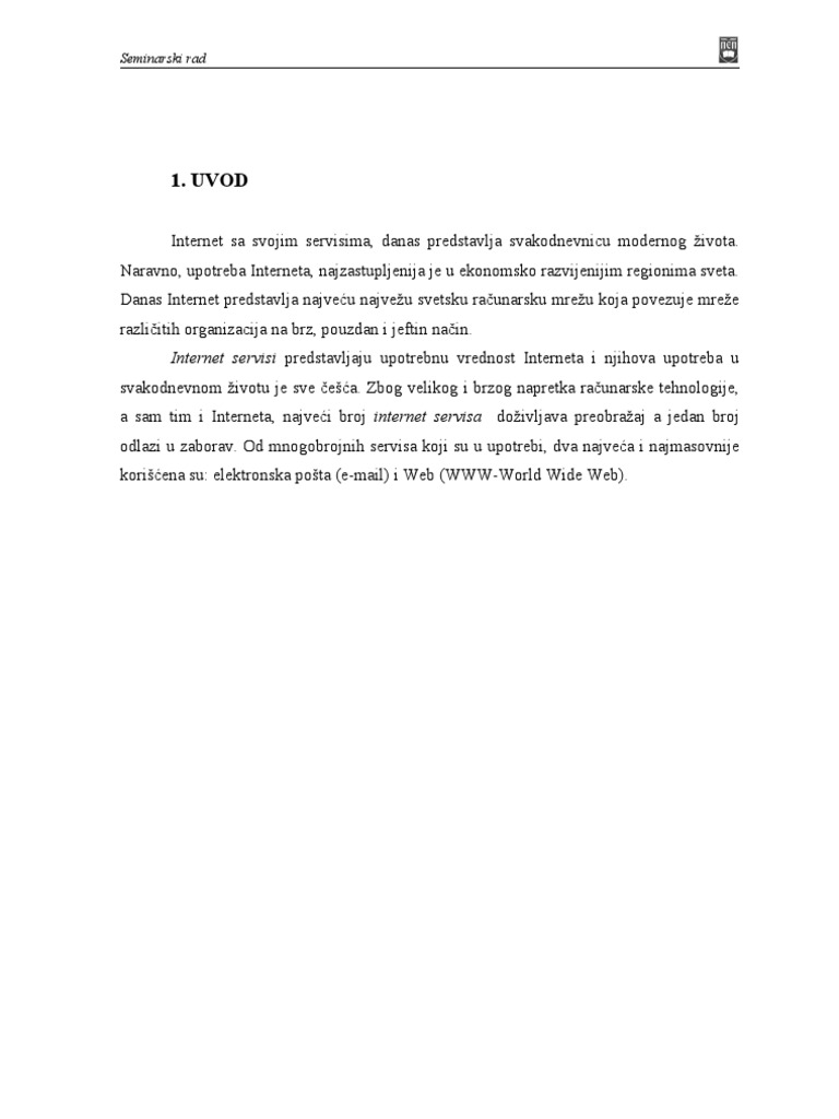 Internet I Servisi Na Internetu 1 | PDF