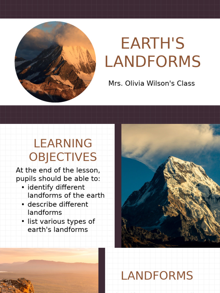 Purple and White Simple Realistic Science Earth's Landforms Educational ...
