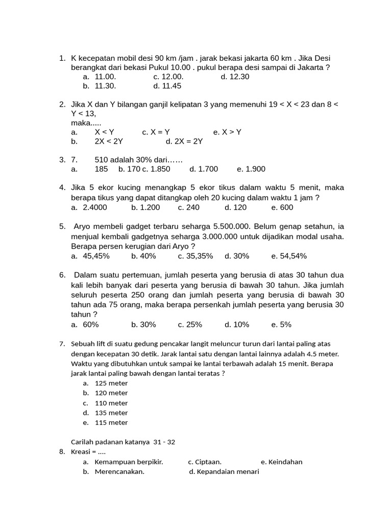 Soal Cerita Lat | PDF