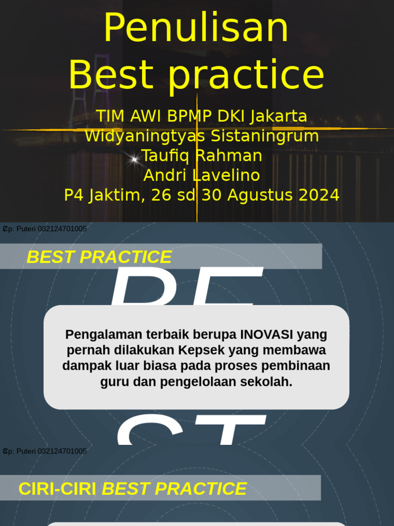 Menulis Best Practice P4 Jaktim 27 SD 29 Agustus 2024 | PDF