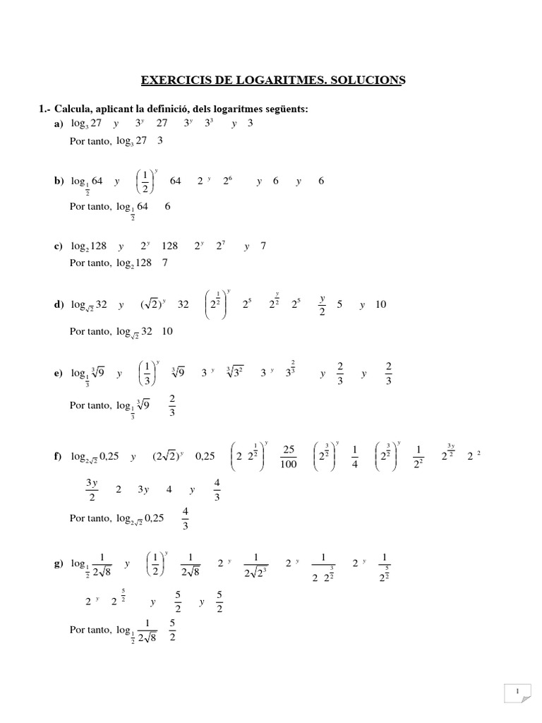 Logaritmes 2 - Solucions | PDF