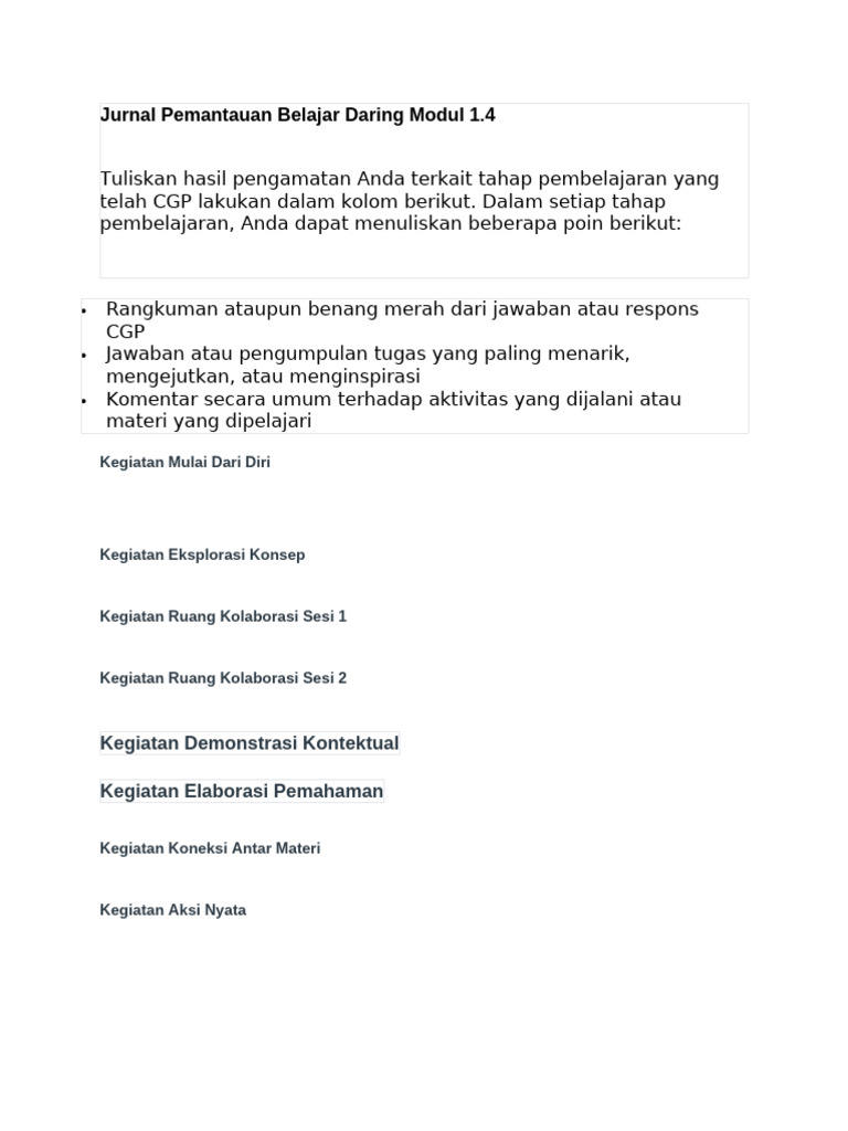 Jurnal Pemantauan Belajar Daring Modul 1-1 | PDF