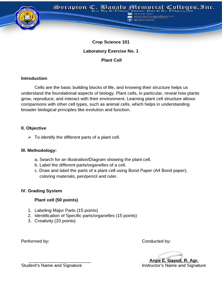 Crop Science Lab No.1 | PDF | Science & Mathematics