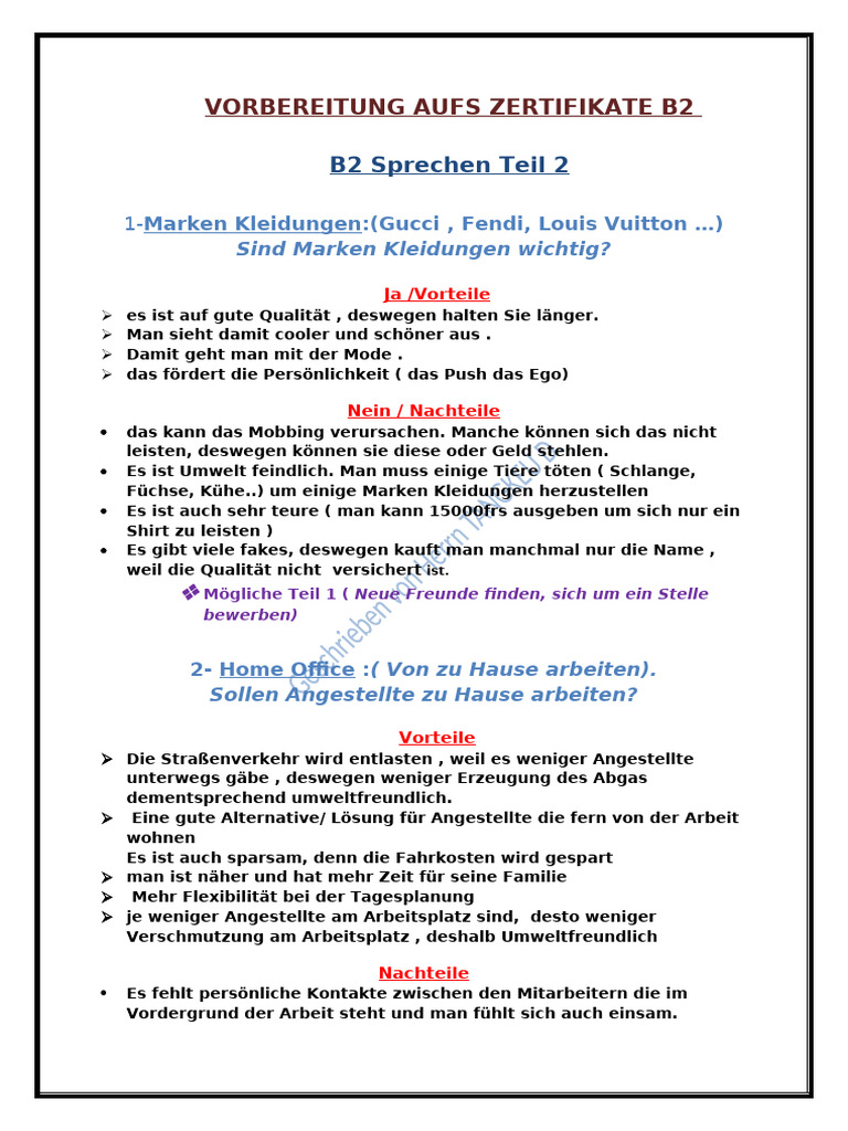 B2 Sprechen Teil 2 | PDF