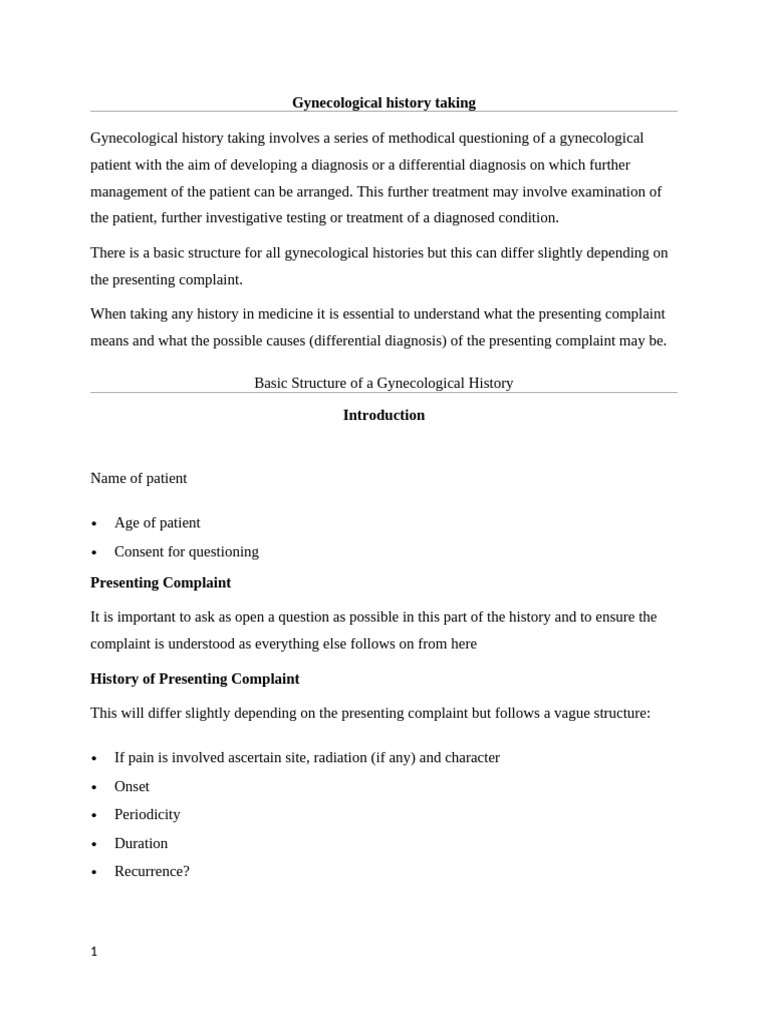 Gynecological History Takin | PDF
