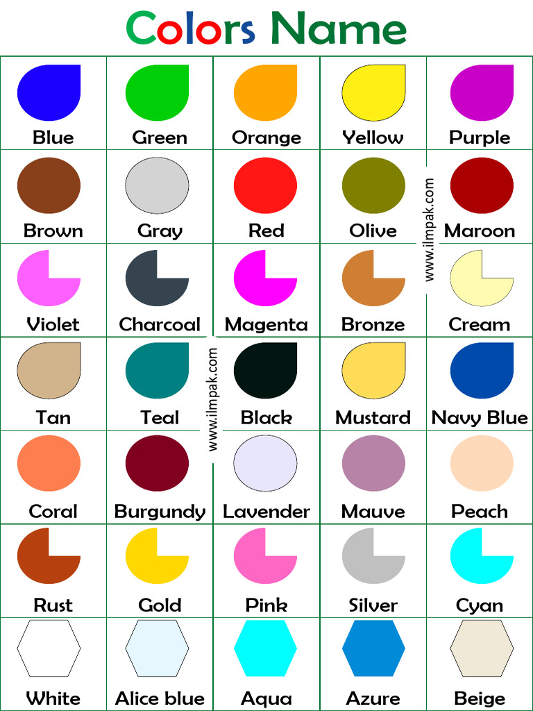 100 Colors in English | PDF