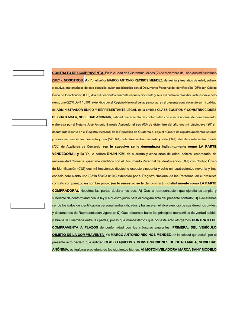 CONTRATO DE COMPRAVENTA-CLASS EQUIPOS | PDF