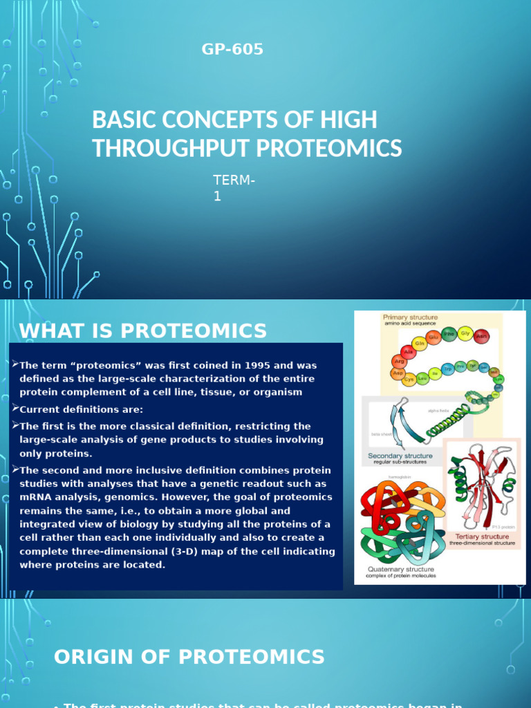 Basic Concepts of High Throughput Proteomics Gp605 | PDF