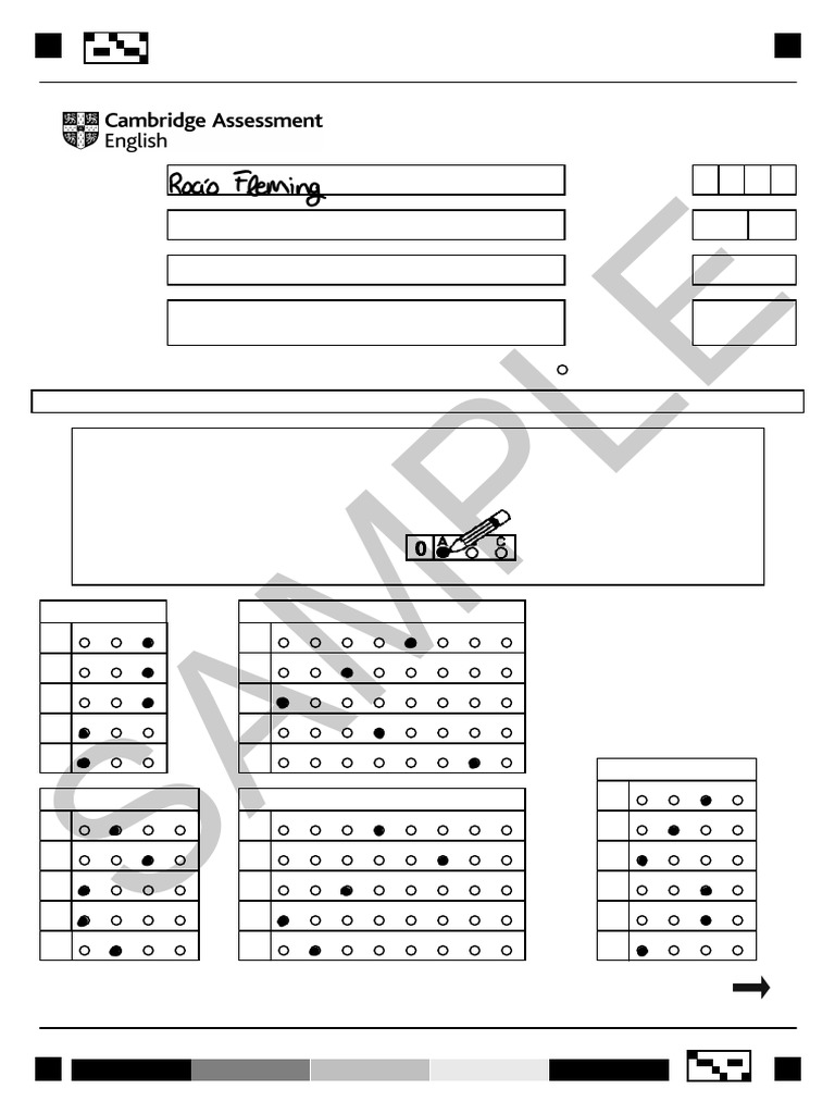 B1 Preliminary Reading Sample Answer Sheet | PDF
