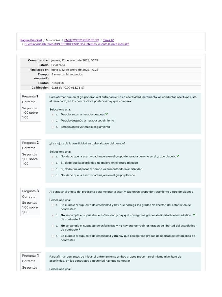 Cuestionario 6b Tarea ¡SIN RETROCESO! Dos Intentos, Cuenta La Nota Más Alta - Rev | PDF