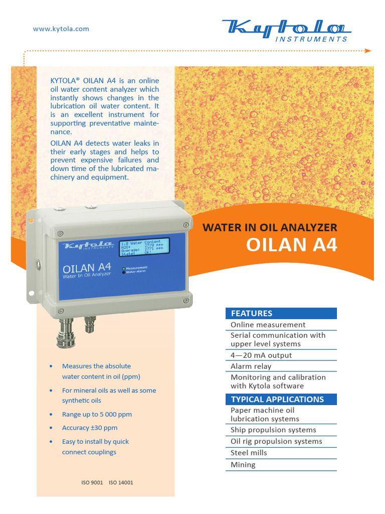 kytola-water-in-oil-analyzer-oilan-a4_datasheet_e | PDF