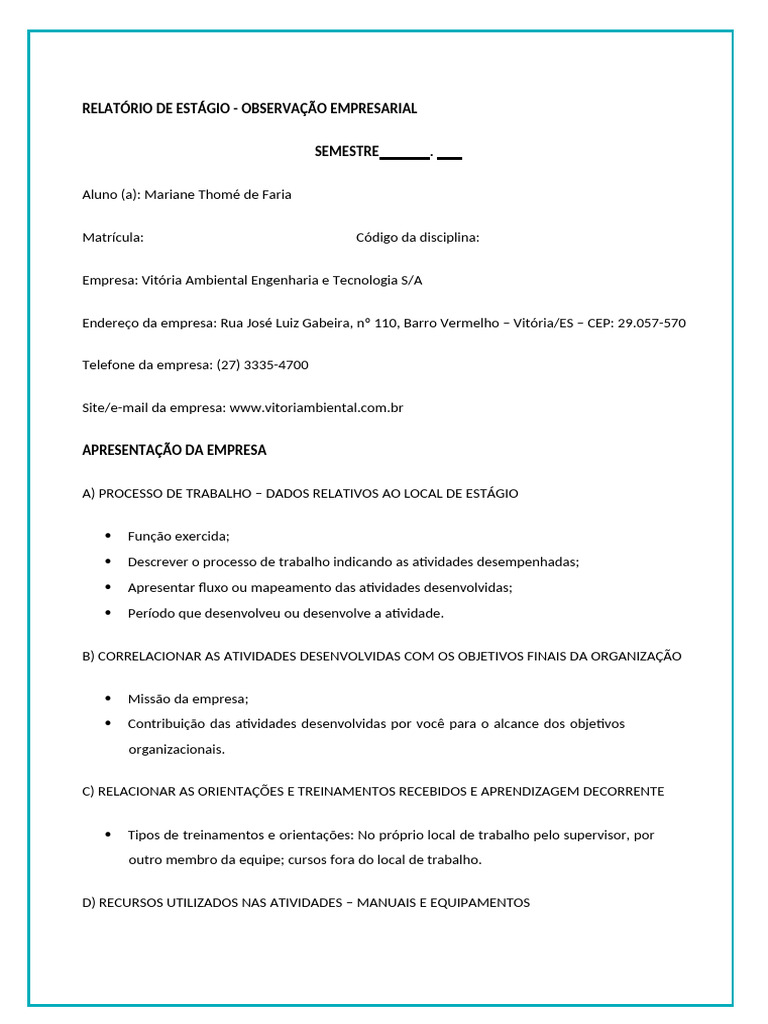 7 - Modelo de Relato Rio de Esta Gios - Nego Cios | PDF
