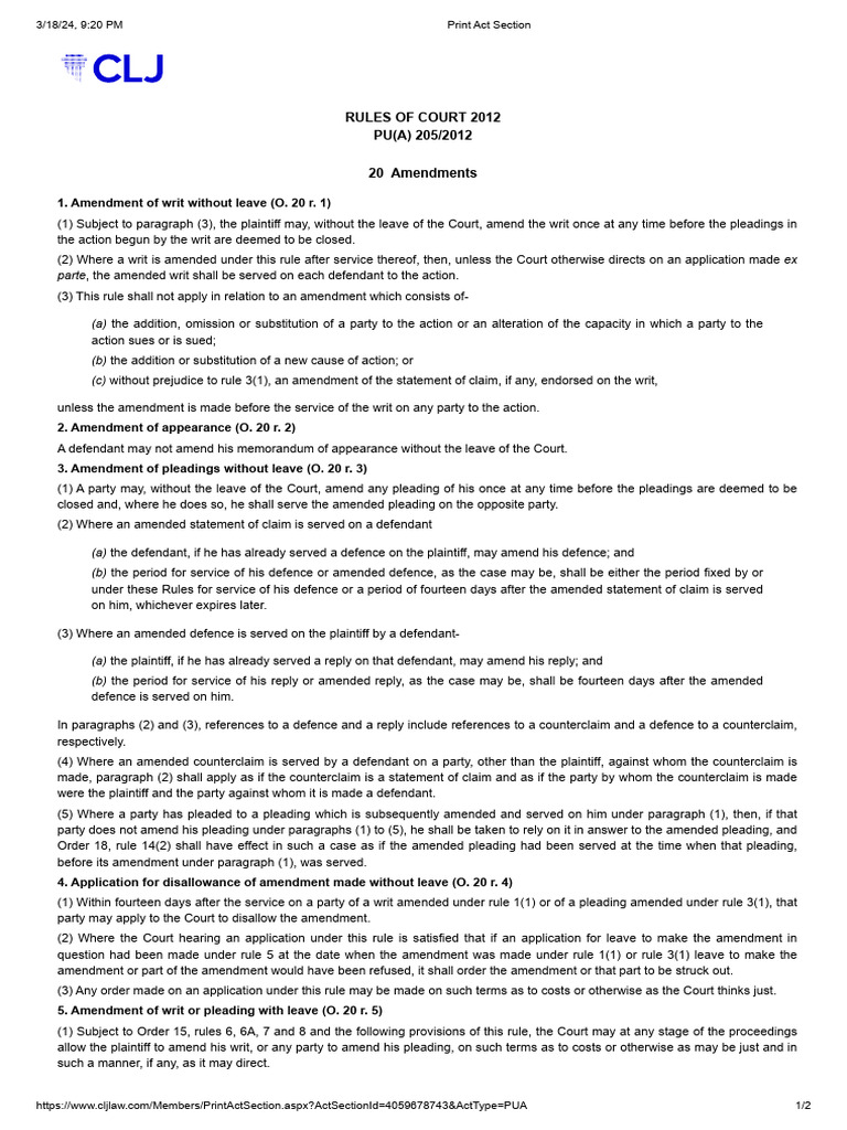 Order 20 Rule 5 | PDF