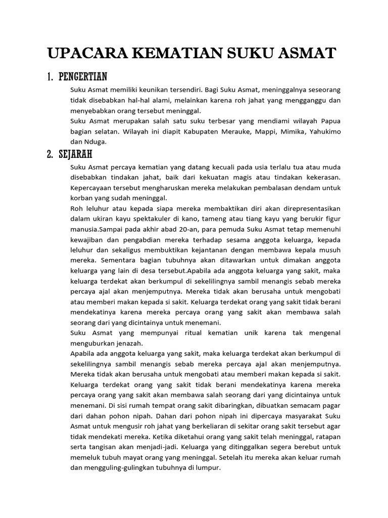 UPACARA KEMATIAN SUKU ASMAT 2 | PDF