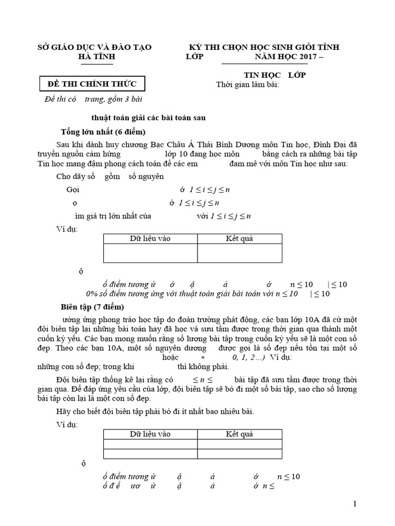 De Thi HSG Lop 10 Nam Hoc 2017-2018 | PDF