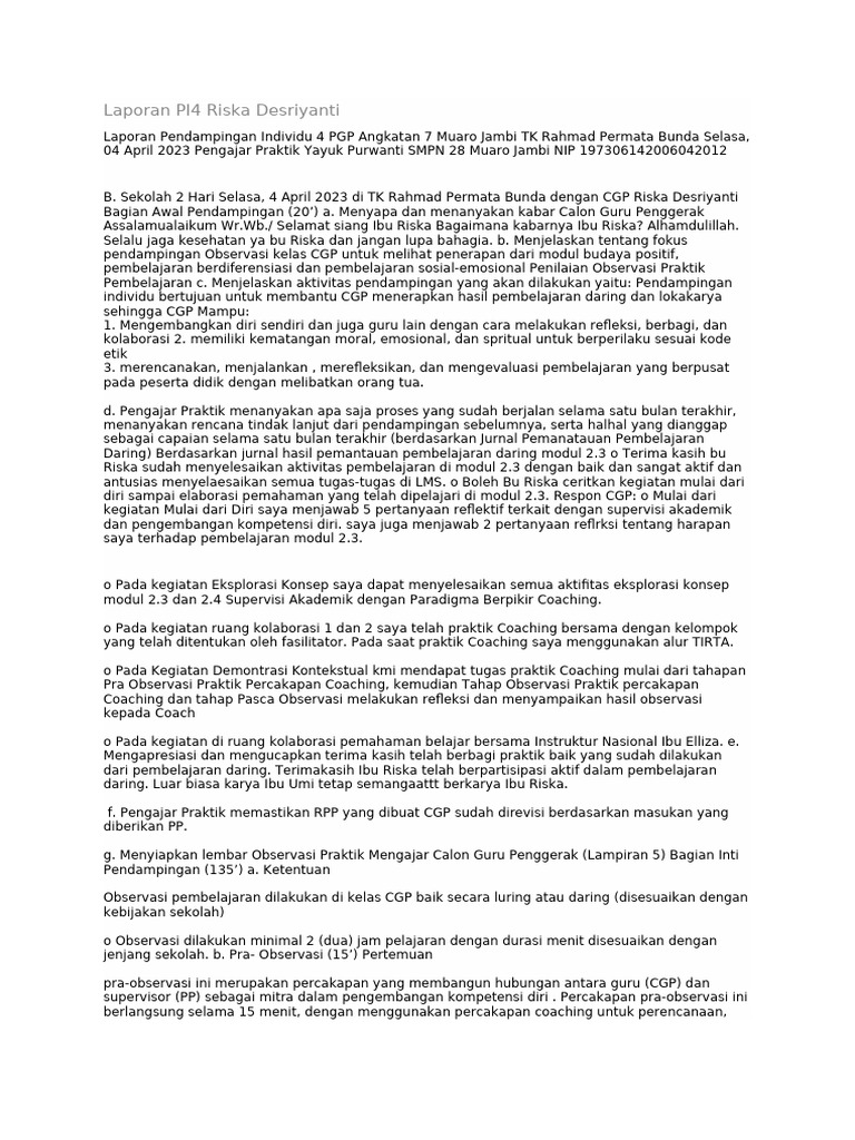 Laporan PI4 Riska Desriyanti | PDF