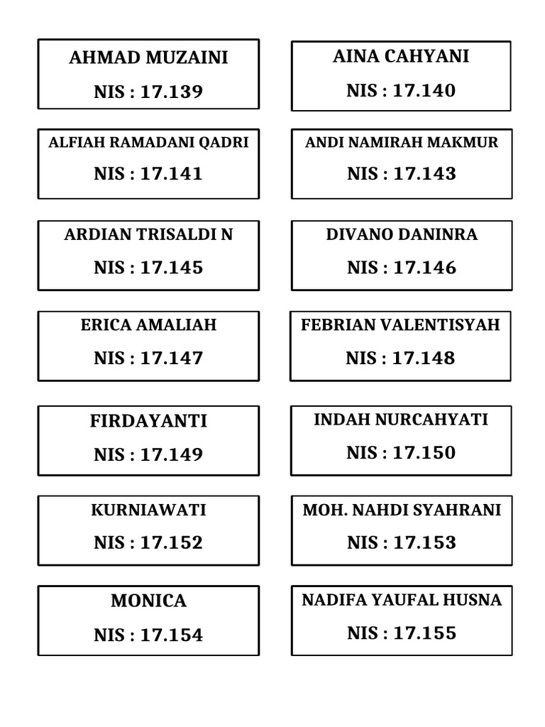 Lebel Nama Raport SMK 4 | PDF