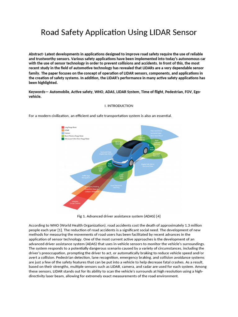Road Safety Application Using LIDAR Sensor | PDF