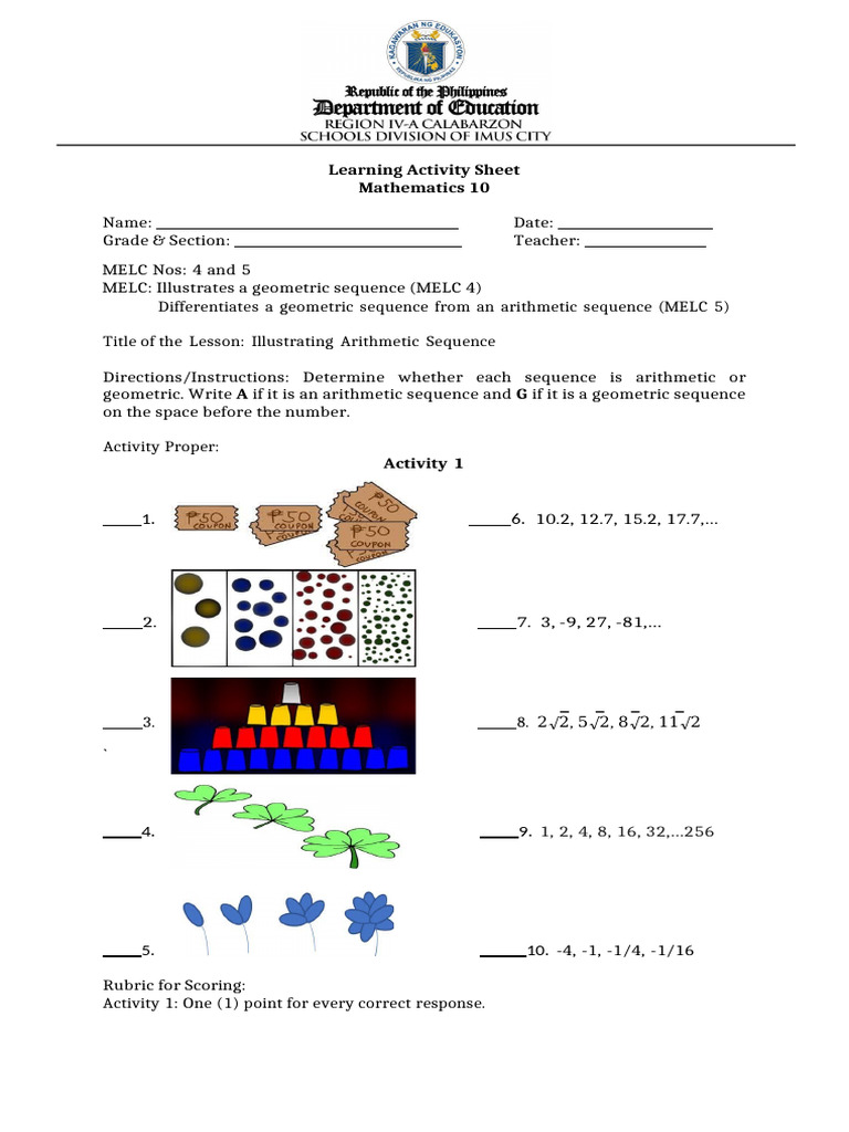Math G10 Q1 W3 LAS | PDF