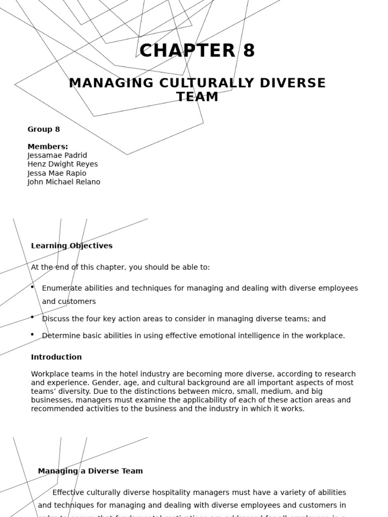 Chapter 8 MANAGING CULTURALLY DIVERSE TEAM | PDF