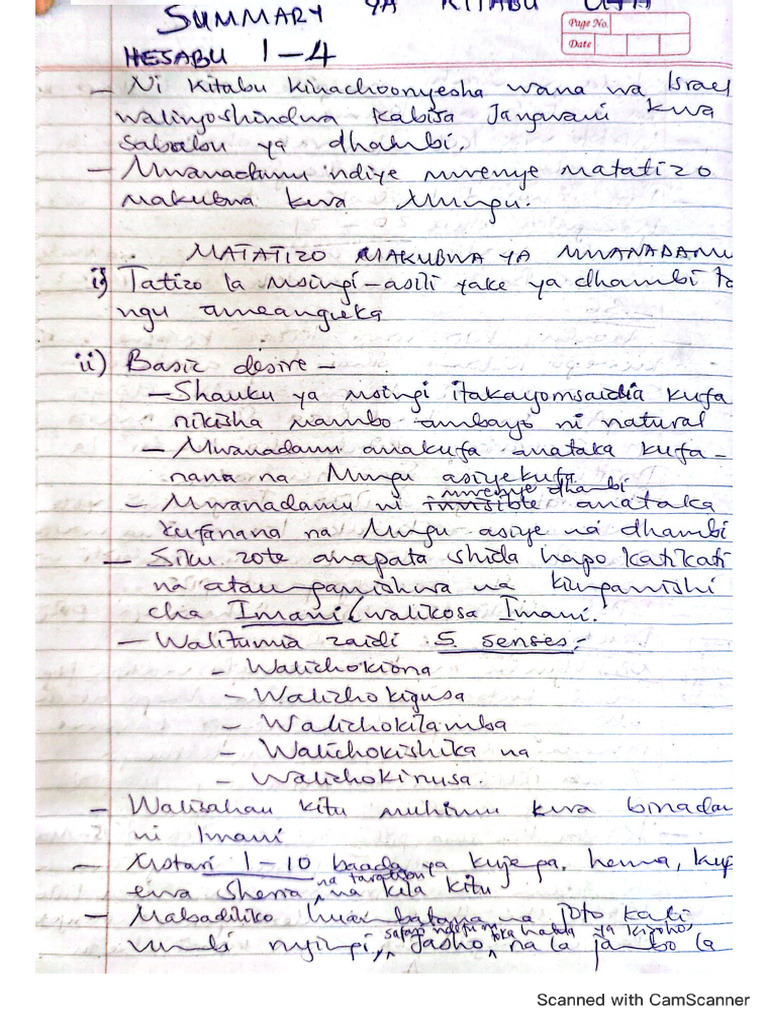 Summary Ya Kitabu Cha Hesabu 1-4 | PDF